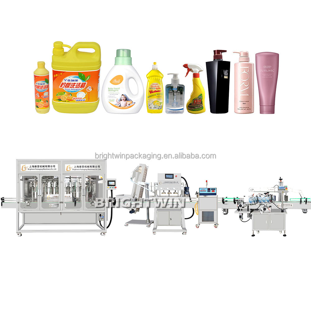 China Automatic 1L 5L Plastic Bottle Shampoo Cosmetic Liquid Detergent Soap Filling Capping ...